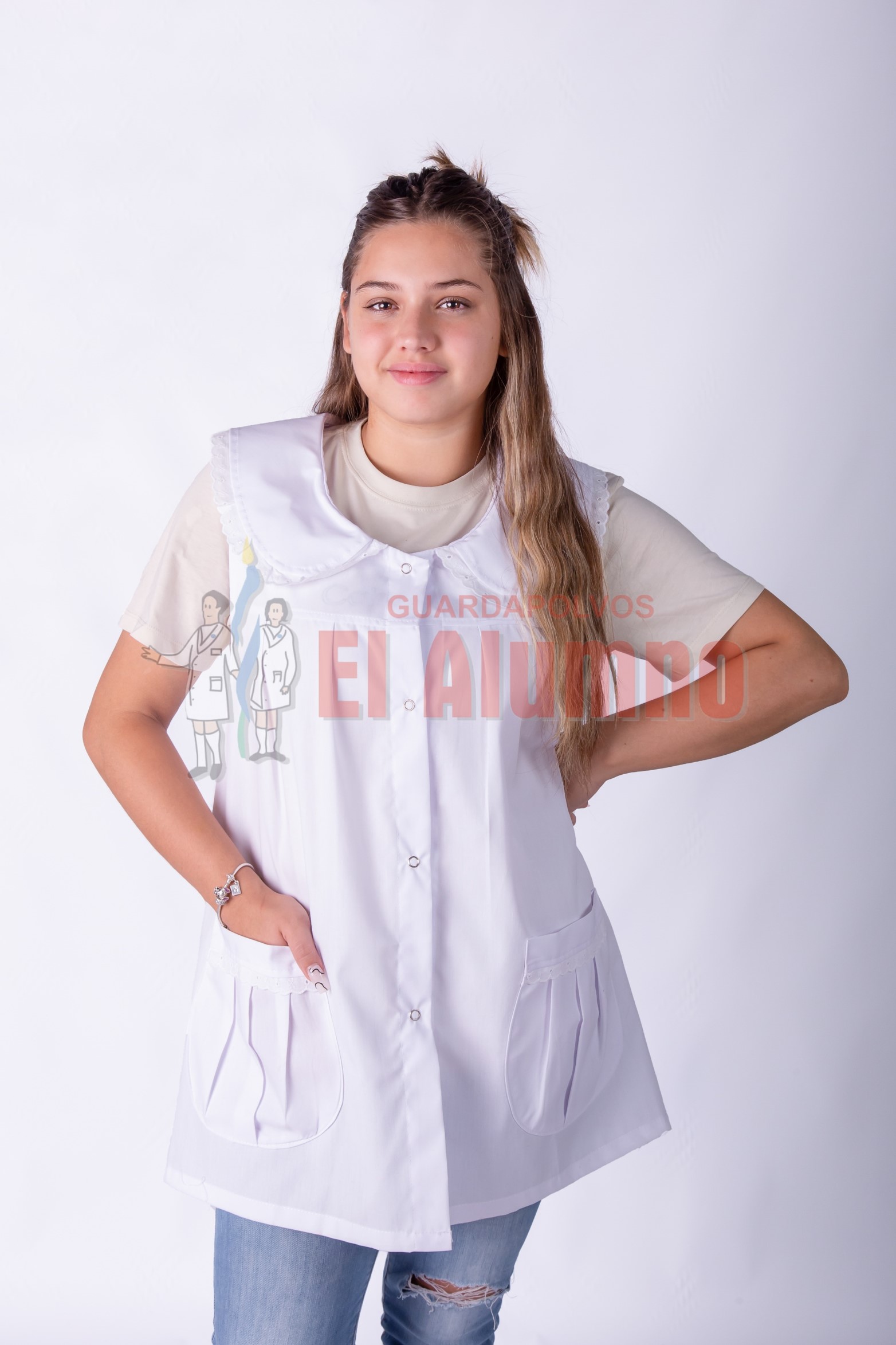0662 - Guardapolvo Broderie Adulto s/manga - Cuor di Mela