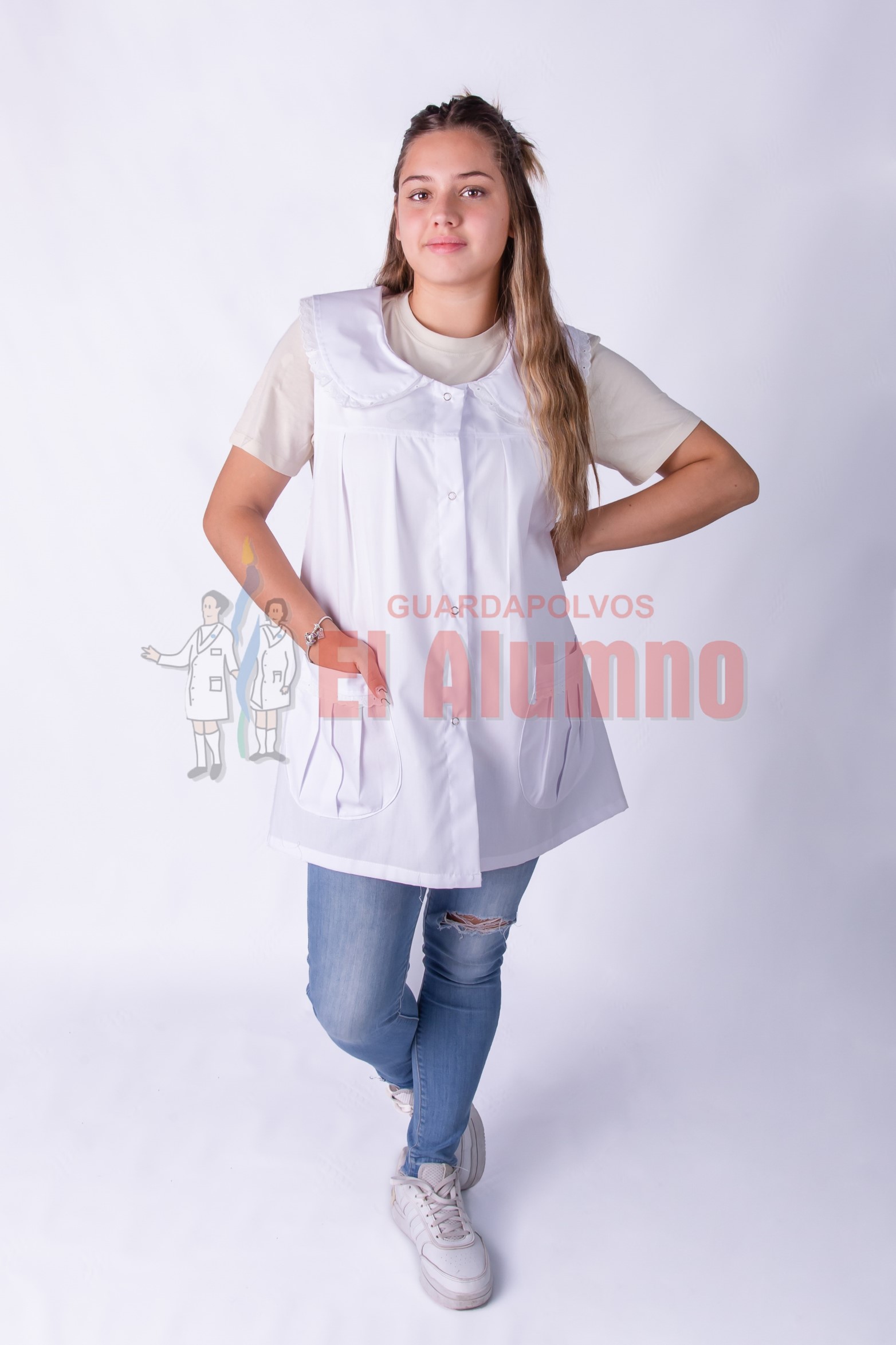 0662 - Guardapolvo Broderie Adulto s/manga - Cuor di Mela